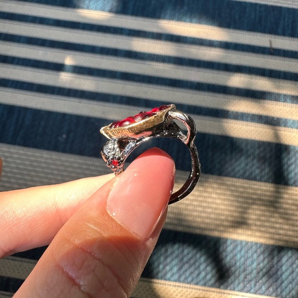 Jewelry | Brand New Retro Pomegranate Ruby Silver Gold Ring | Poshmark